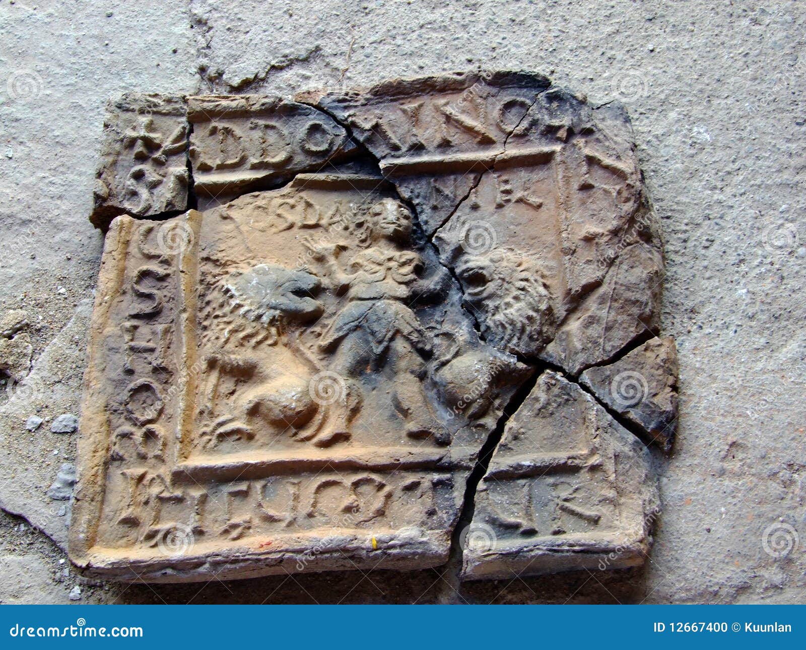 Cracked Roman sign stock photo. Image of stone, text - 12667400