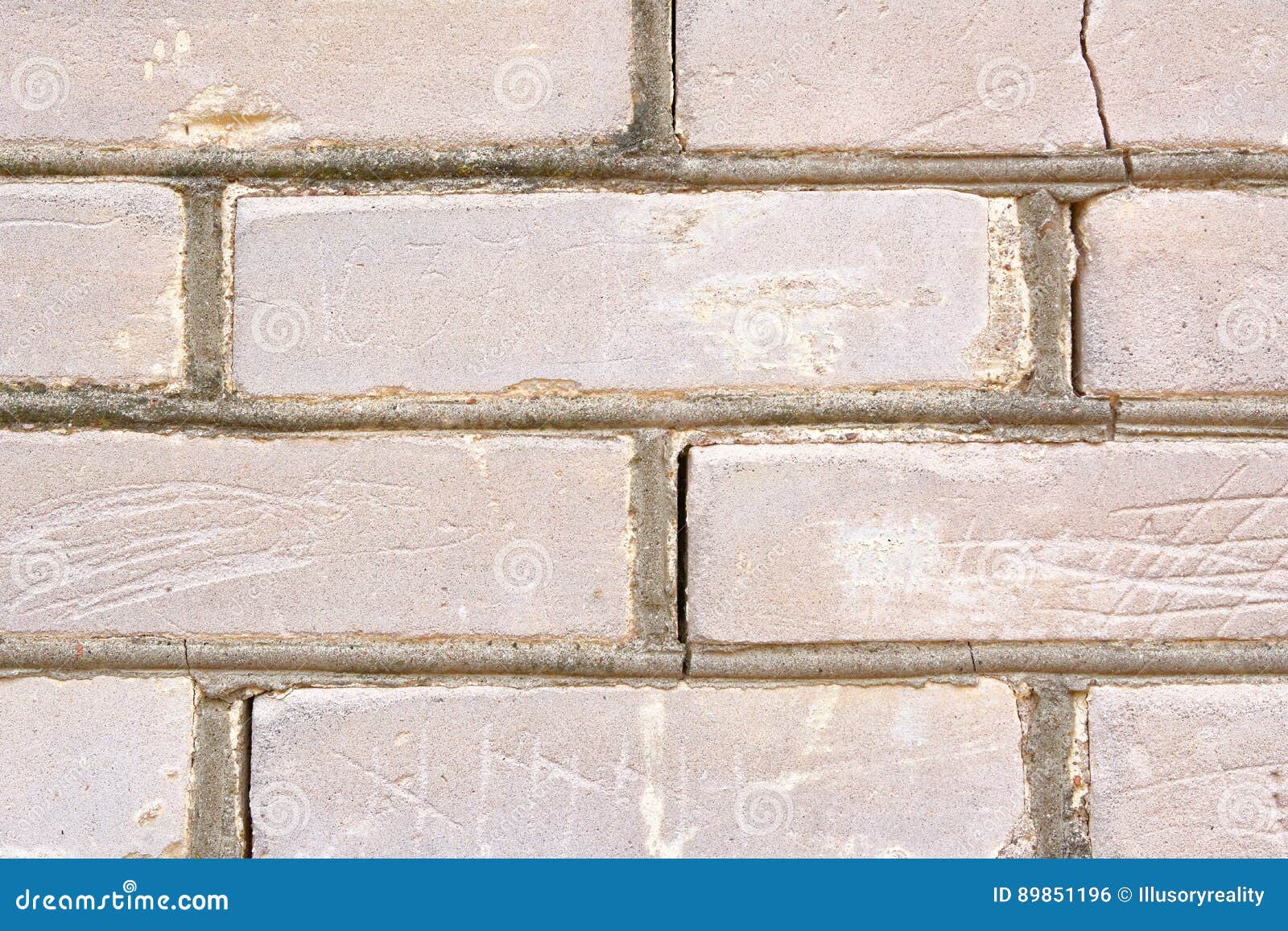 Cracked and Scratched Brick Wall Stock Photo - Image of grooved ...