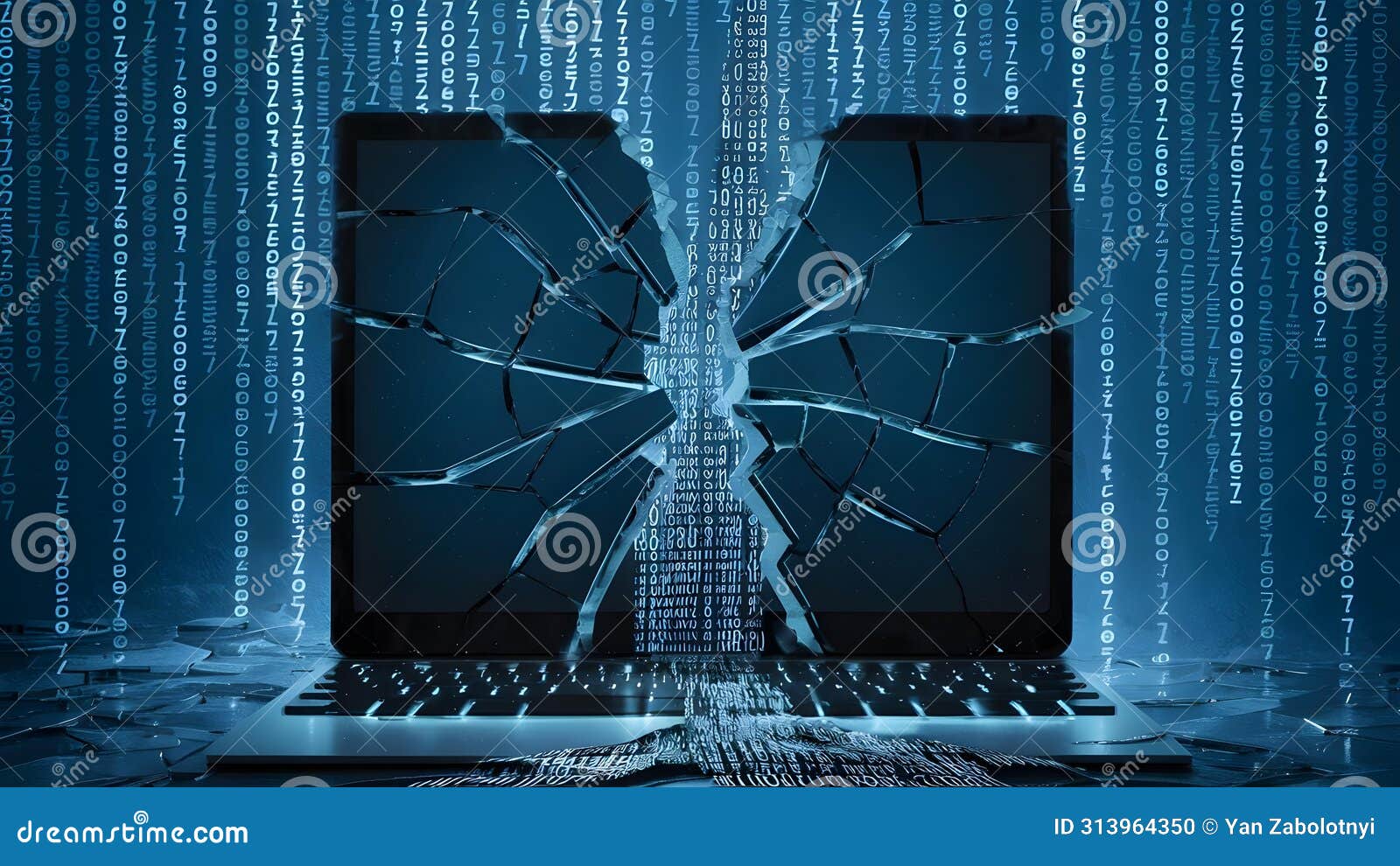 Cracked Screen Data Leak Concept. Concept Technology, Security, Data ...