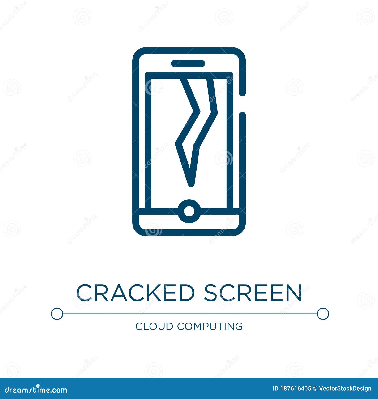 Cracked Screen Icon. Linear Vector Illustration from Material Devices ...