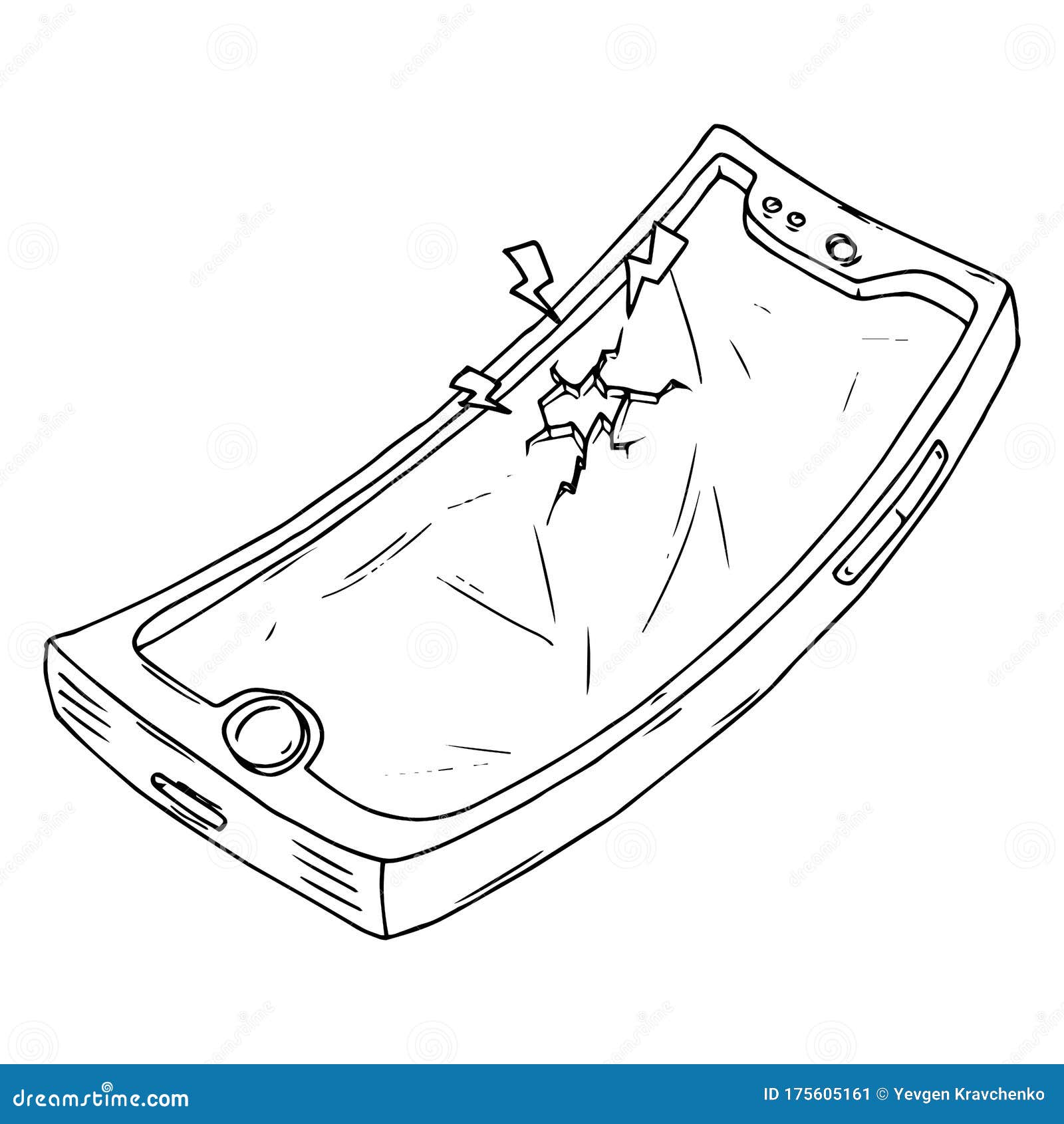 Cracked Screen Mobile Phone. Vector Illustration of a Broken Smartphone ...