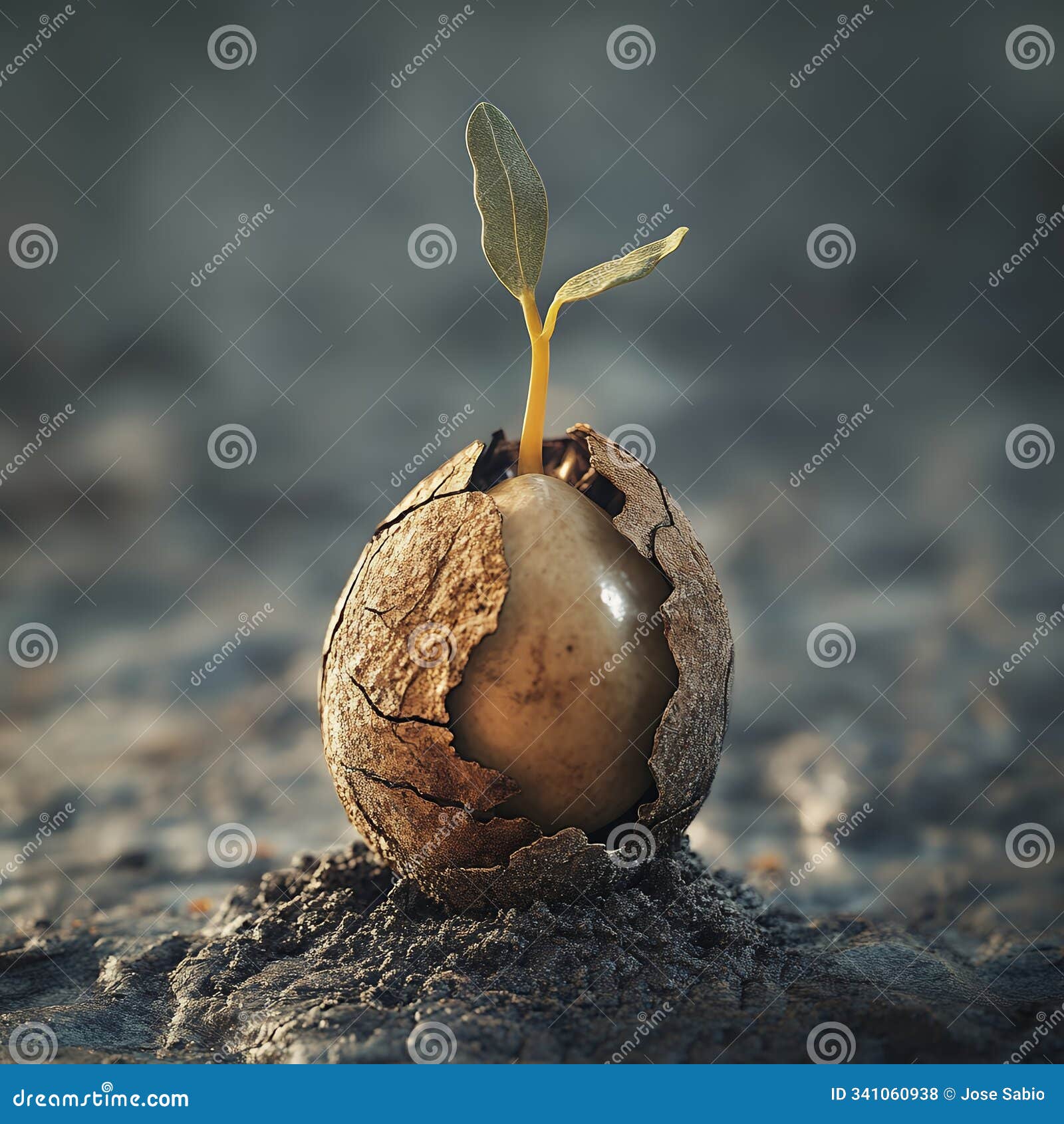 Cracked Seed With A Tiny Sprout Germinating Royalty-Free Stock Image ...