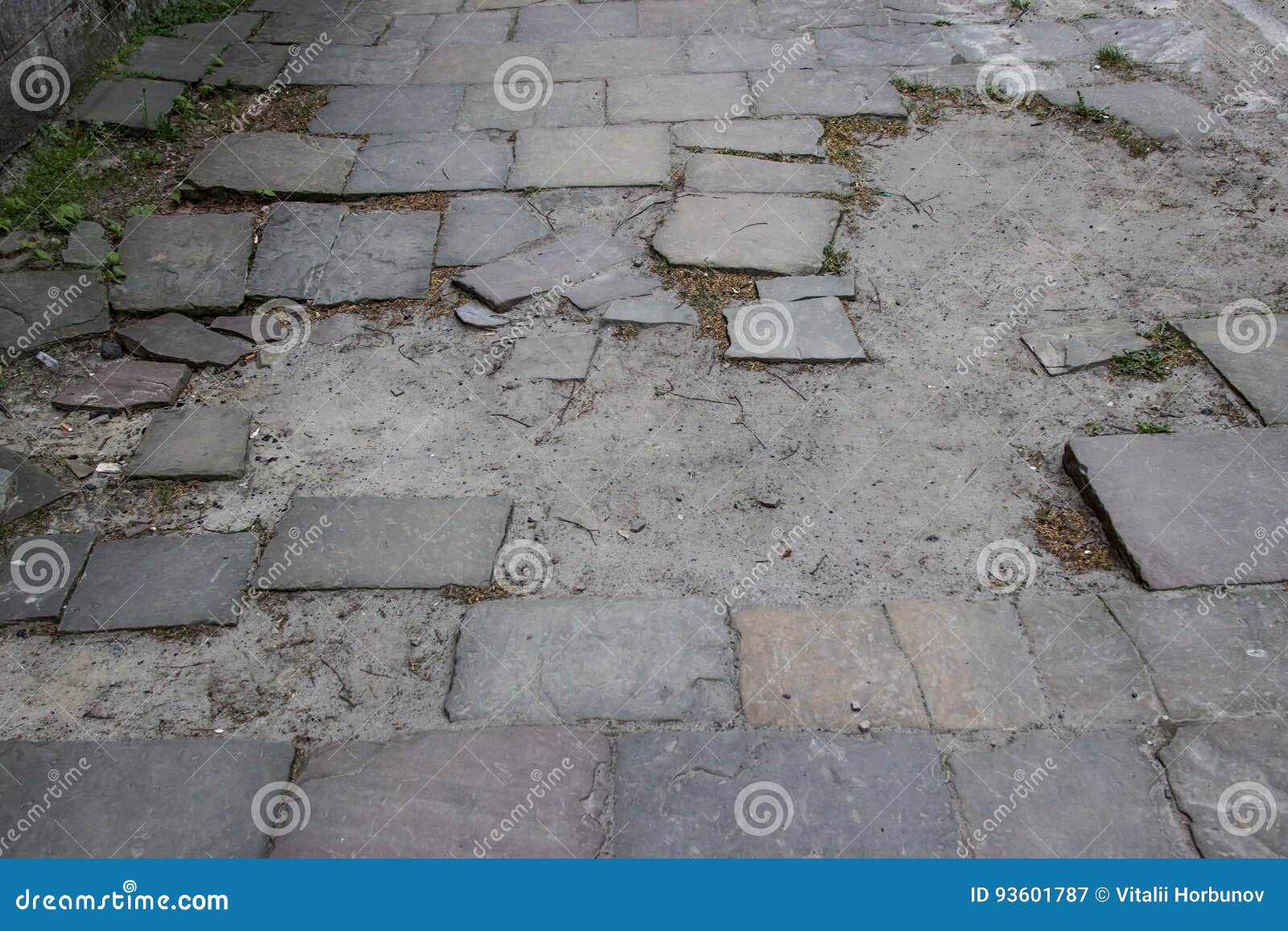 Cracked Sidewalk, an Old Broken Pavement Road Stock Image - Image of ...
