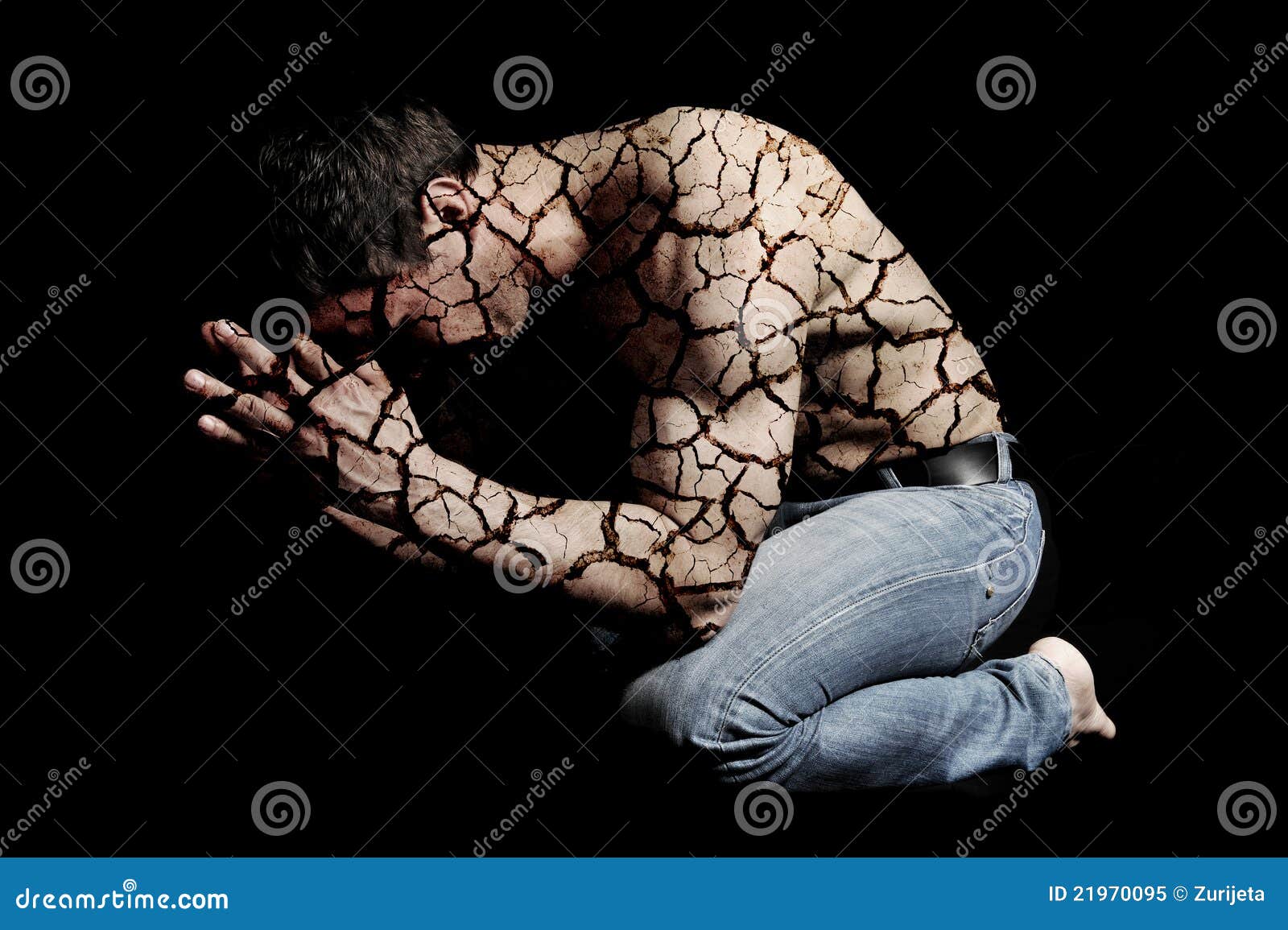 Cracked skin man stock image. Image of black, anxiety - 21970095