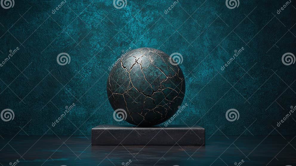 Cracked Sphere on Dark Background Stock Illustration - Illustration of ...