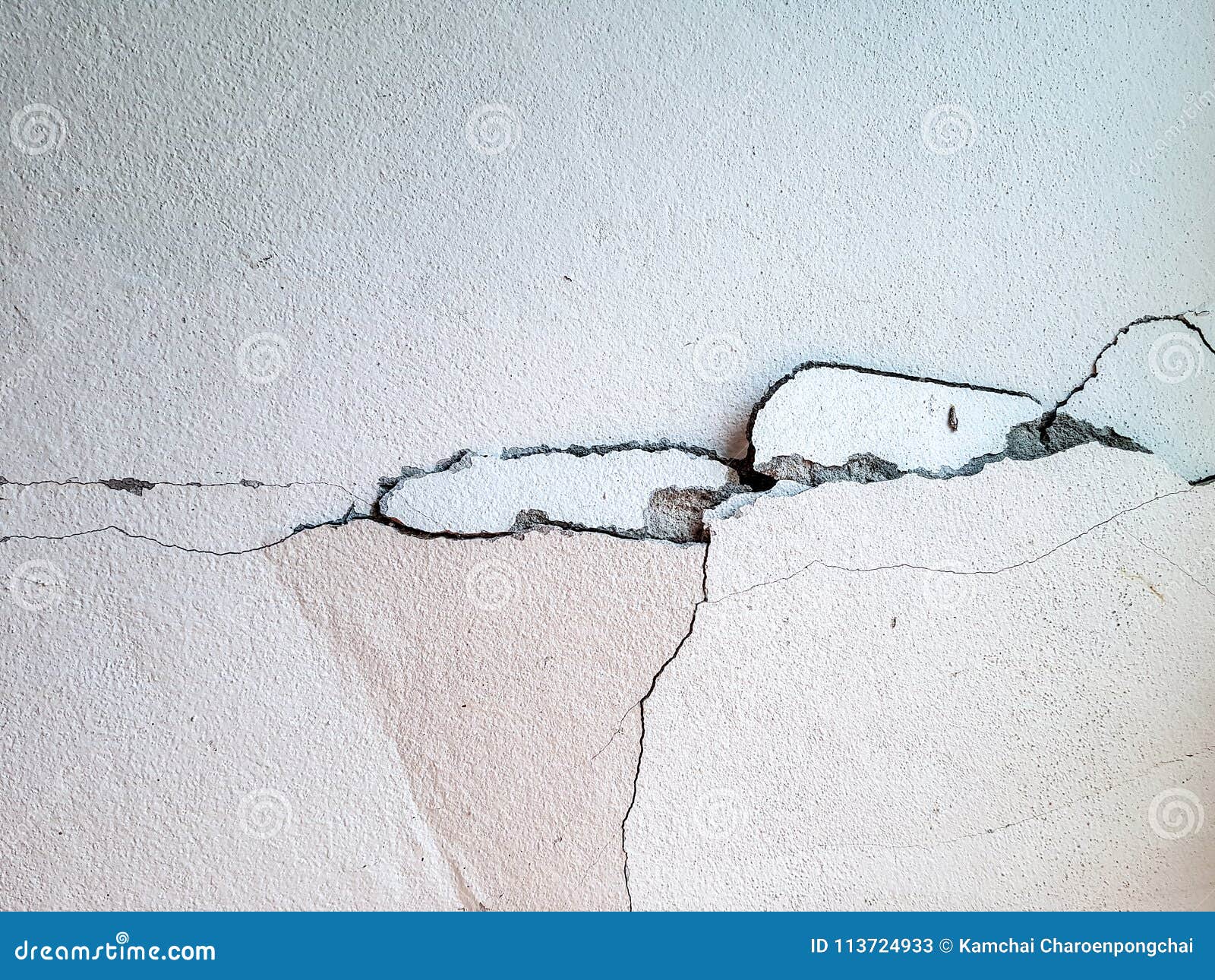 Incorrect Construction is a House Problem. Cracked Cement Wall. Stock ...