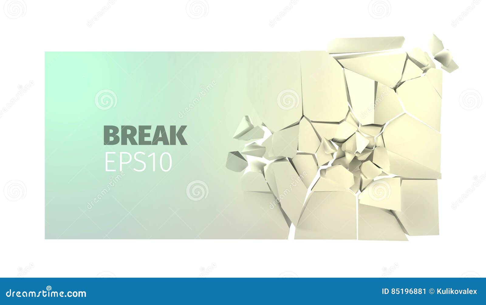 Cracked Stone Banner. Isolated Wall Destruction Background Stock Image ...