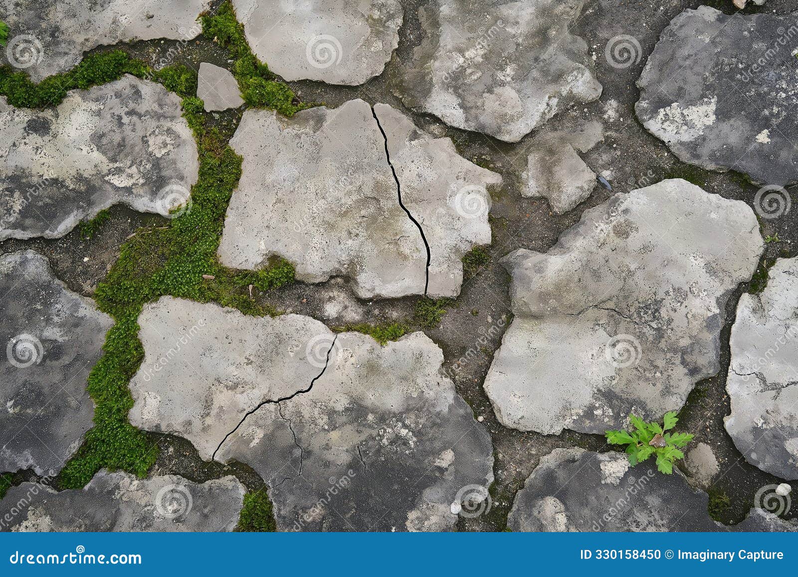 A Cracked Stone Path with Moss Growing on it. Grunge Texture, Overlay ...