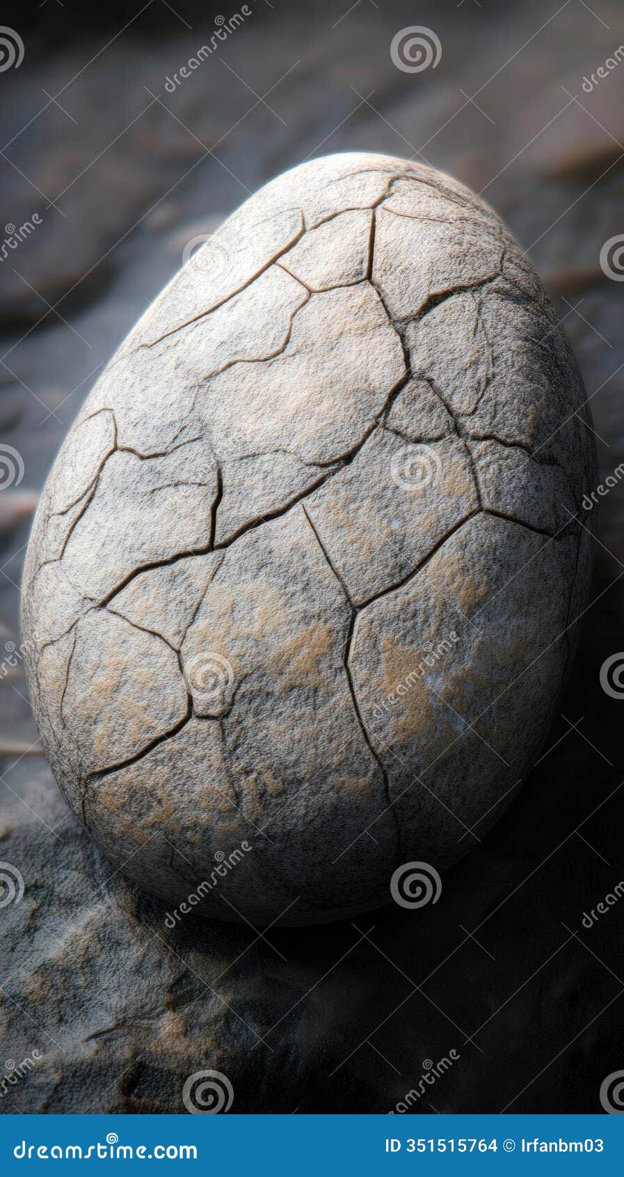 Cracked Stone Rests on Surface, Showing Texture and Resilience, Earth ...