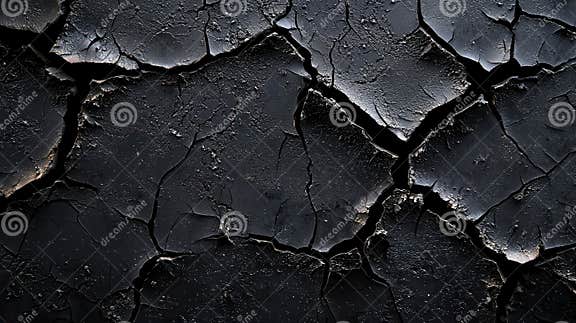 Cracked Surface Texture on a Black Background Showcasing Natural ...