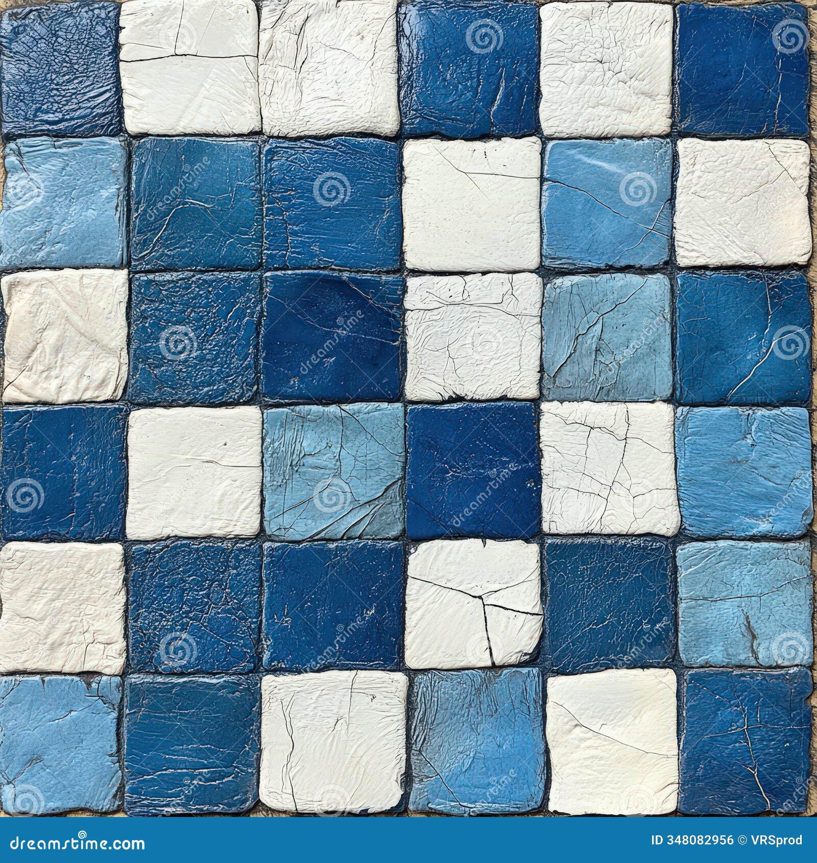 Cracked and Textured Blue and White Checkerboard Design Stock Photo ...