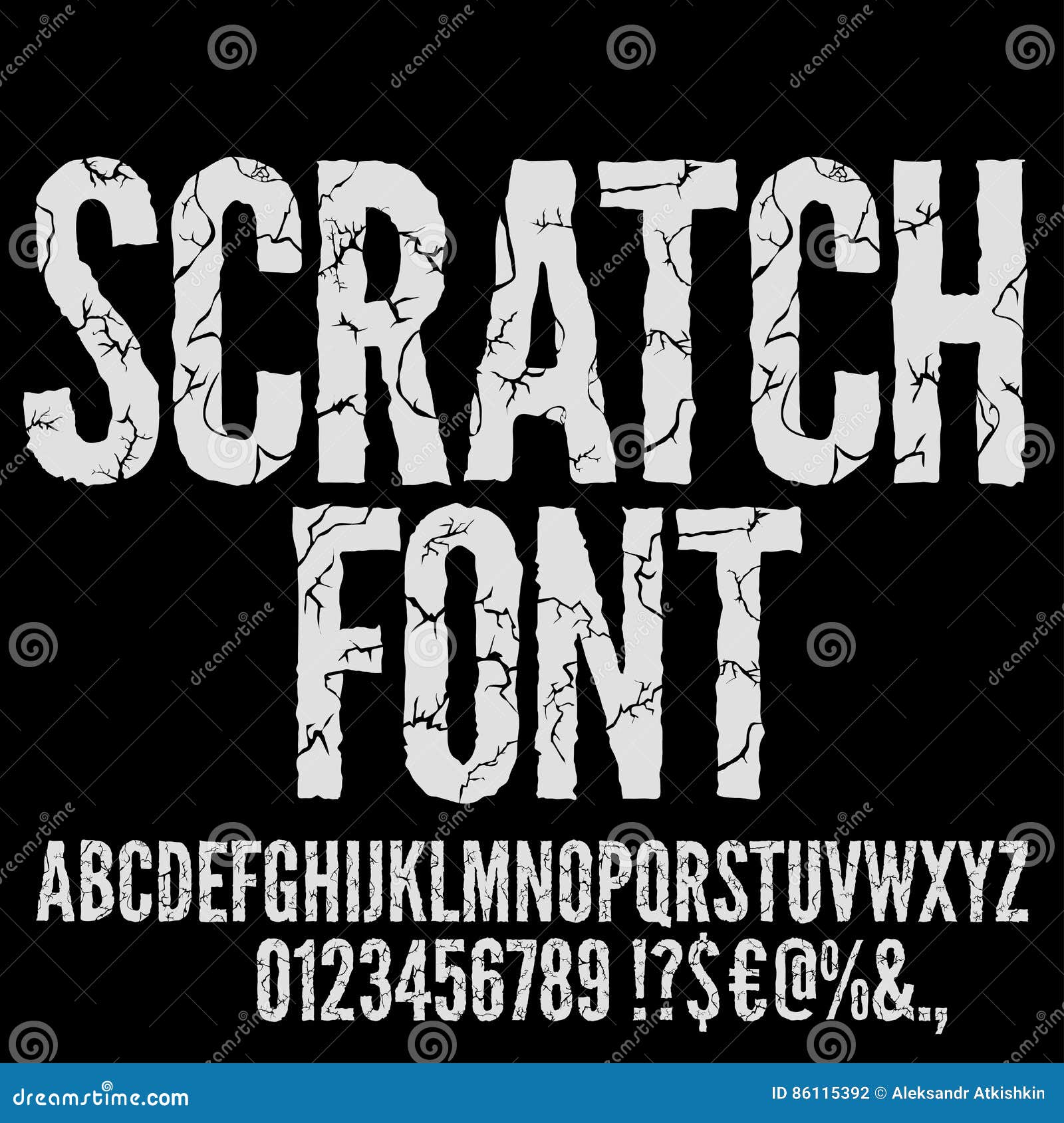 Cracked Vector Font stock vector. Illustration of vector - 86115392