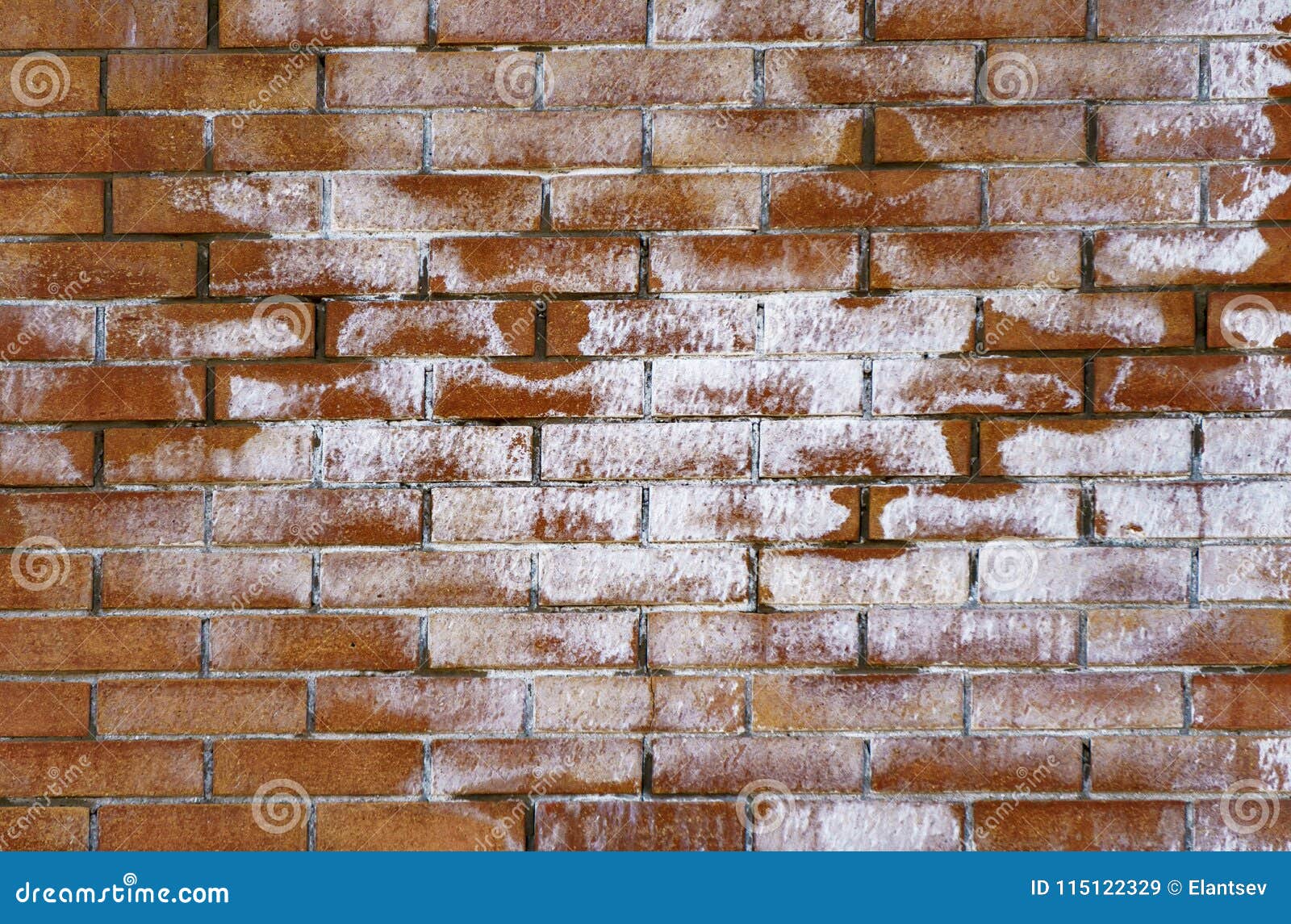 Cracked Vintage Brick Wall Background Half Covered with Salt Stock ...