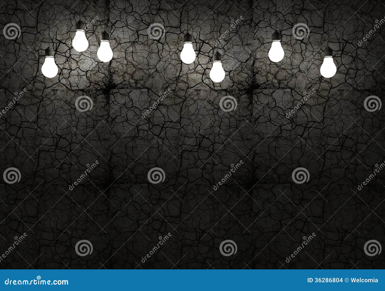 Cracked Wall and Bulbs stock illustration. Illustration of electricity ...