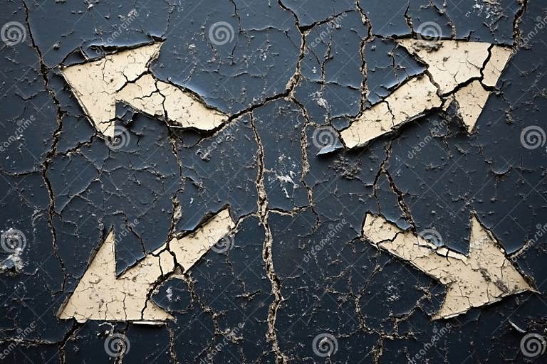 Cracked Wall with Directional Arrows, Indicating Multiple Paths Stock ...