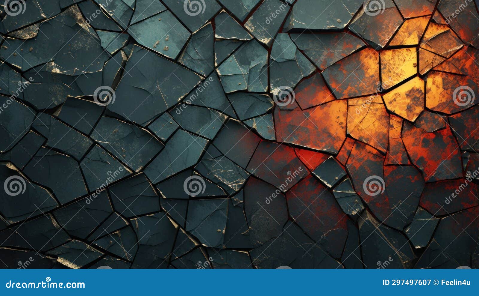 A Cracked Wall with a Red Light Coming Out of it Stock Illustration ...