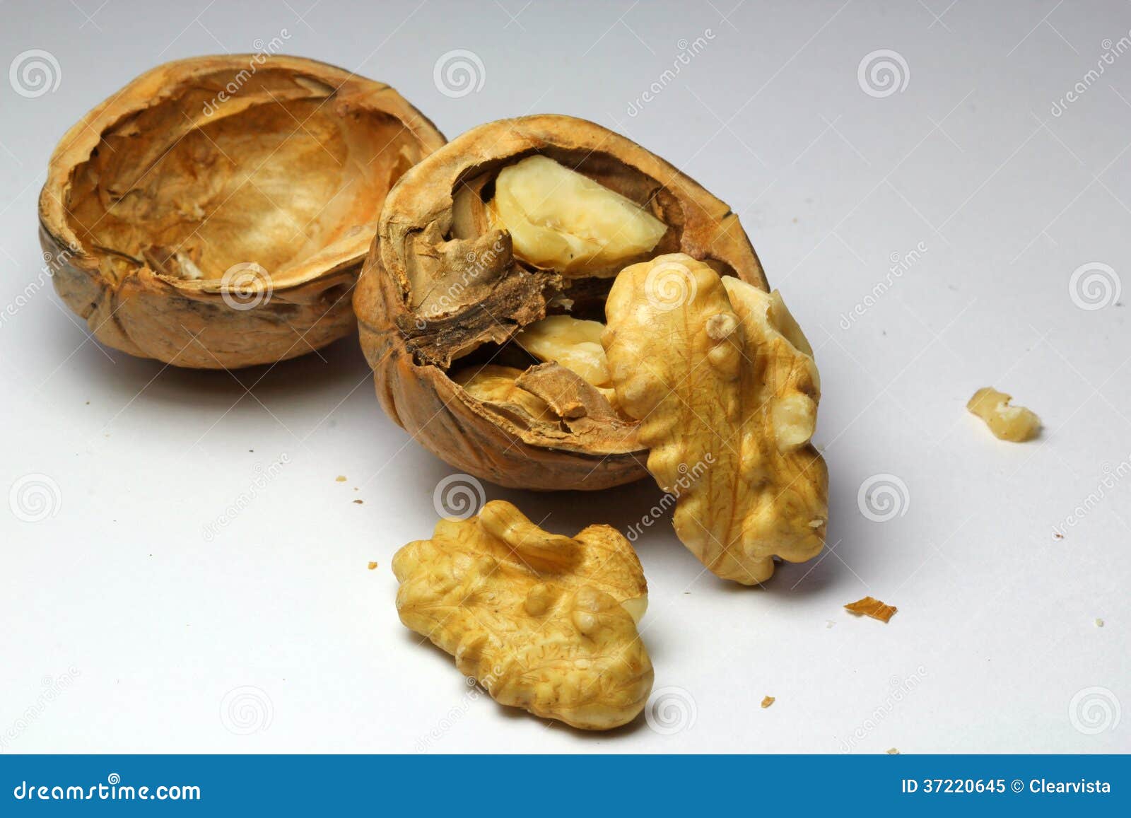 Cracked Walnut with Shell.(Juglans) Stock Image - Image of protein ...