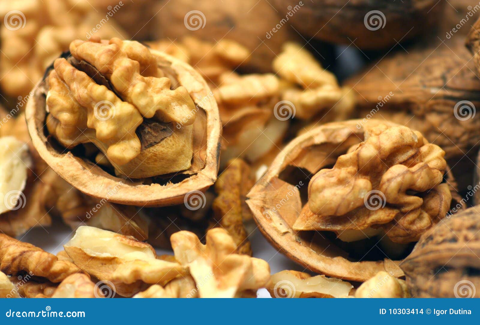 Cracked walnuts stock photo. Image of snack, walnut, condiment - 10303414