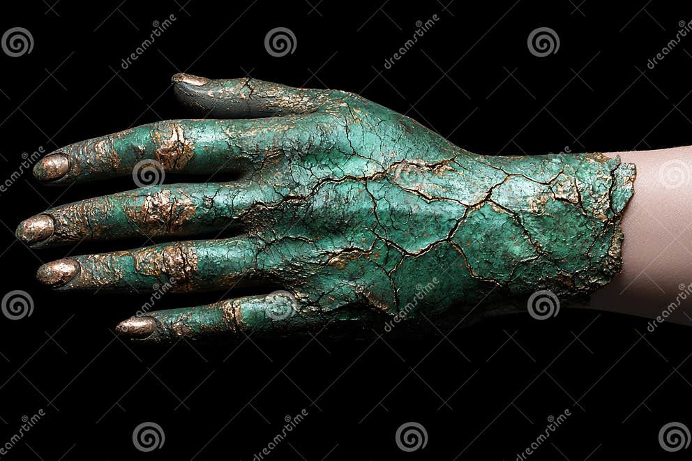 Cracked and Weathered Bronze Hand Sculpture Stock Illustration ...
