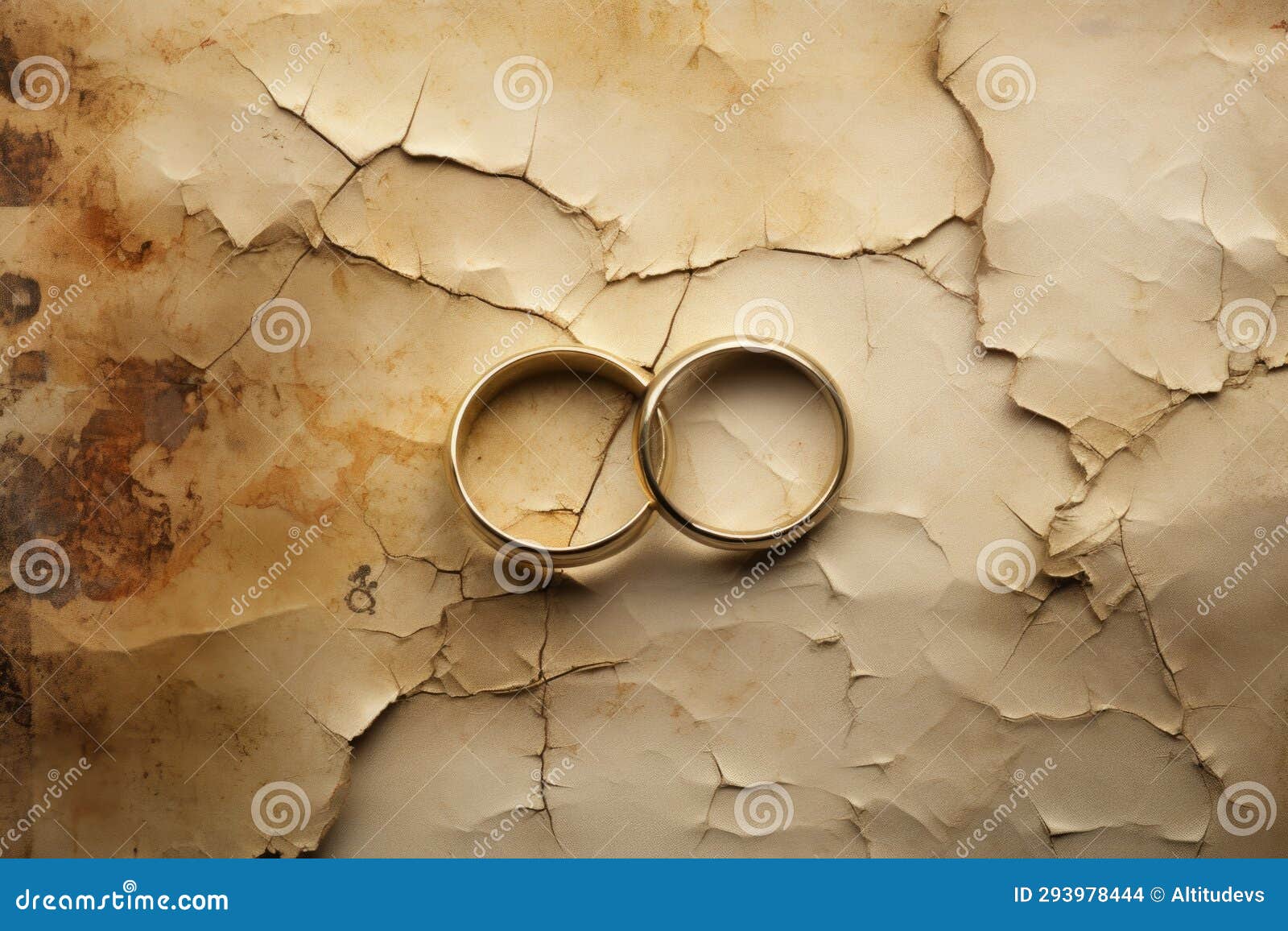 Cracked Wedding Rings Lying on an Antique Parchment Stock Illustration ...