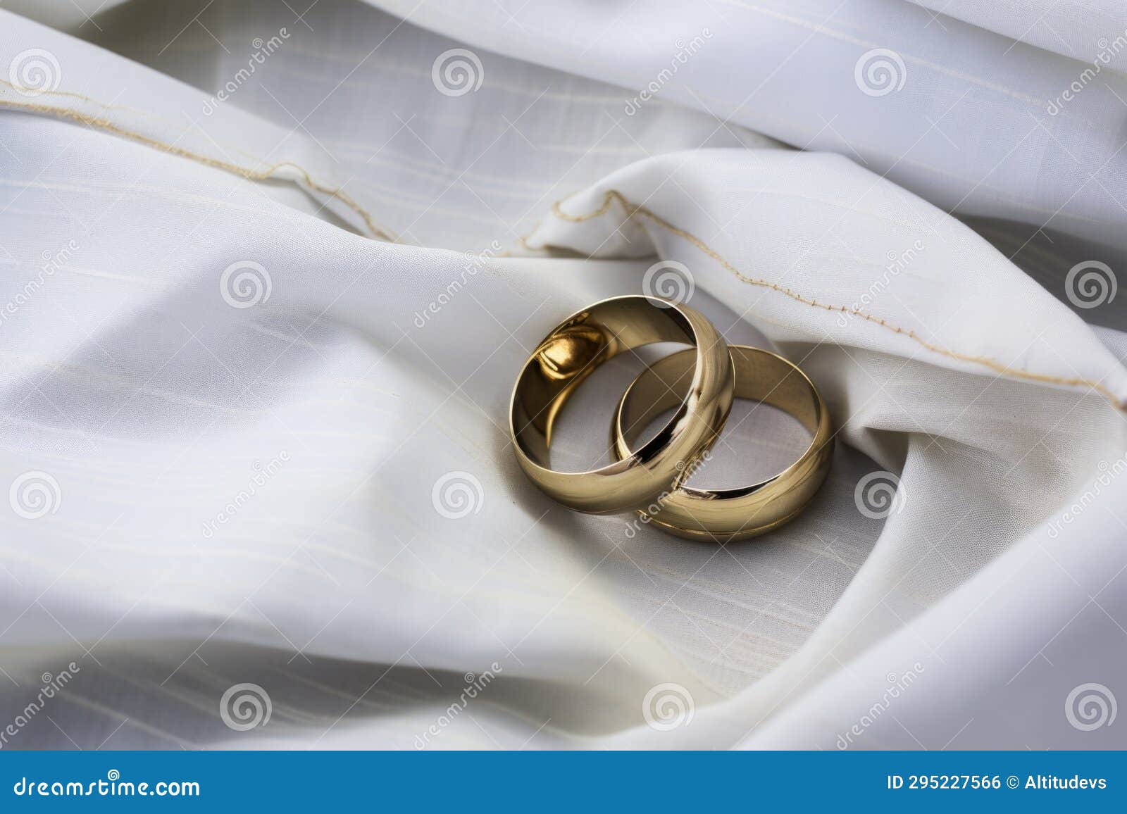 Cracked Wedding Rings on a White Satin Cloth Stock Photo - Image of ...