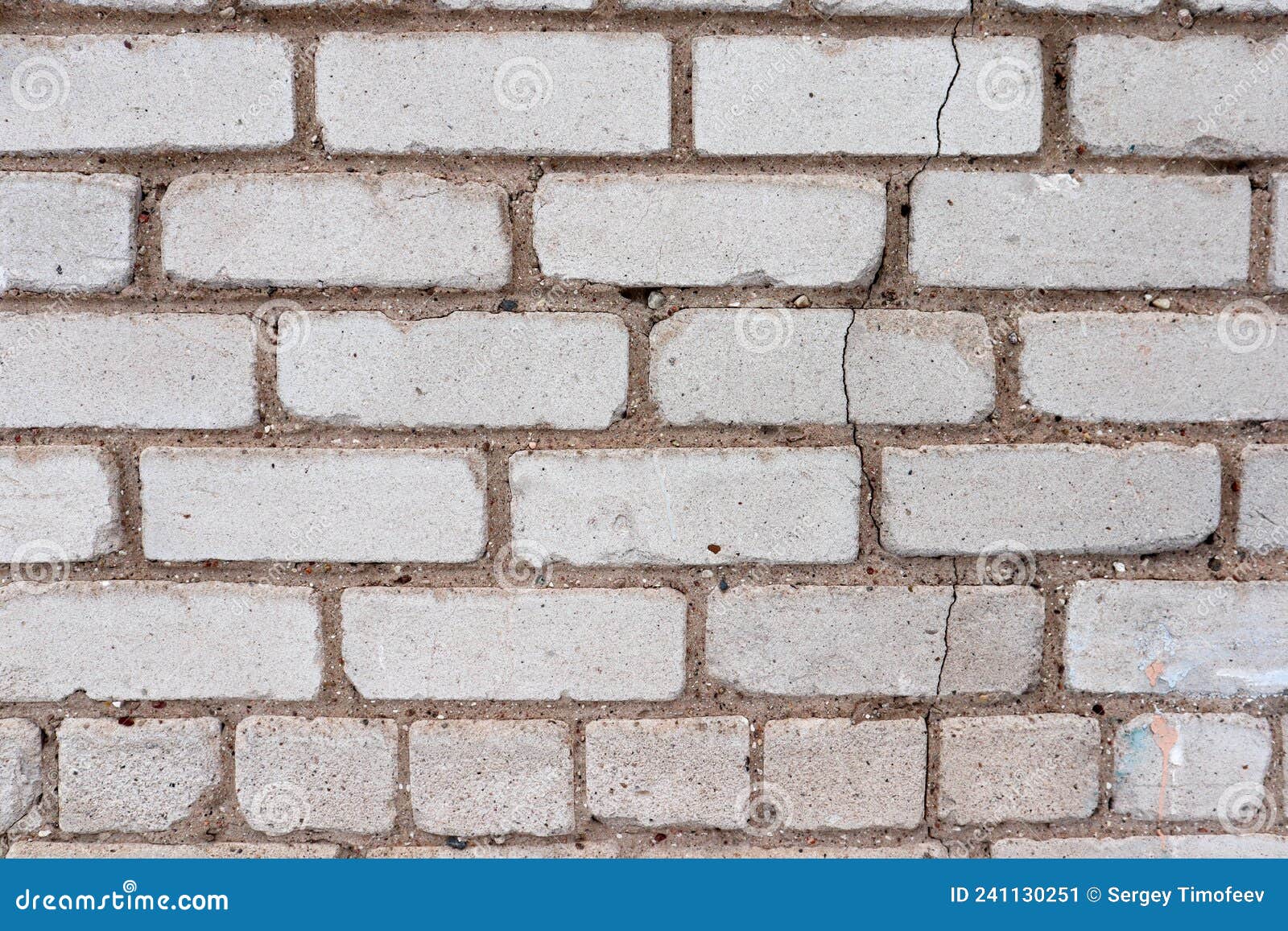 Cracked White Brick Wall Close Up Stock Image - Image of solid ...