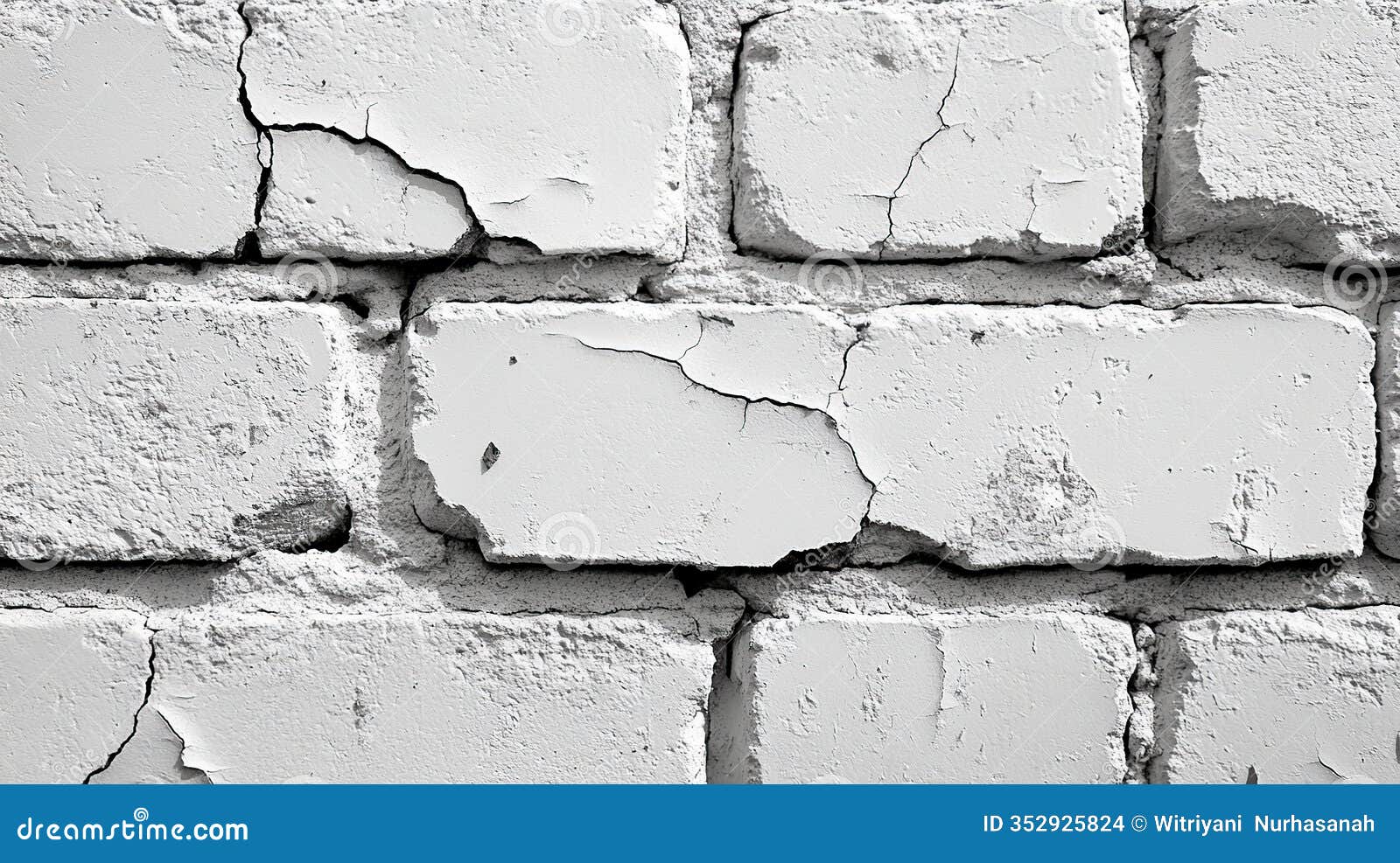 Cracked White Brick Wall Texture Stock Illustration - Illustration of ...