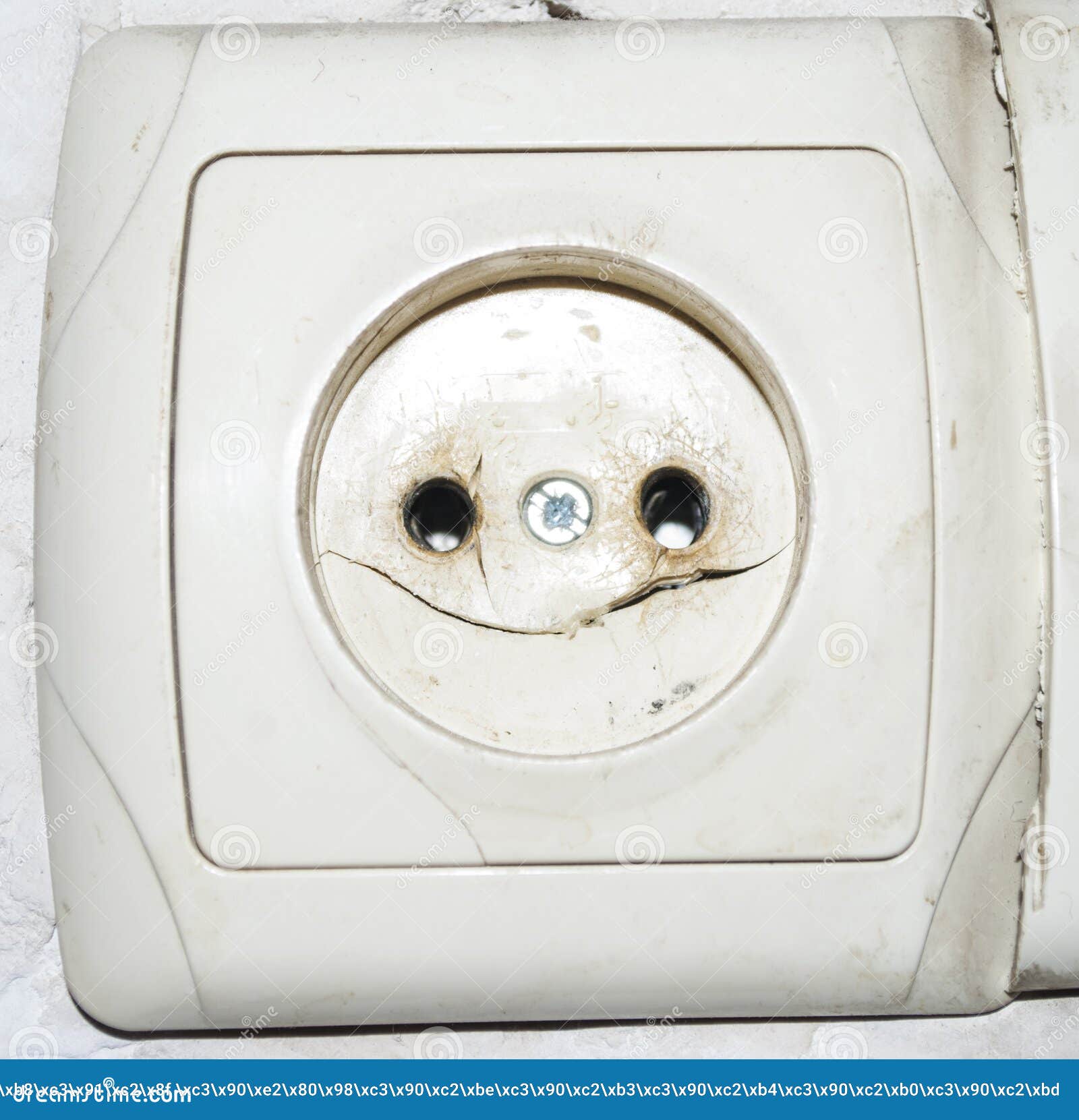 Cracked White Faulty Socket Close-up Stock Photo - Image of home ...