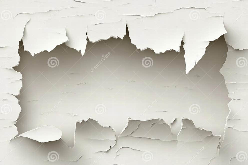 Cracked White Wall with Peeling Paint, Hole in Wall Texture Stock ...