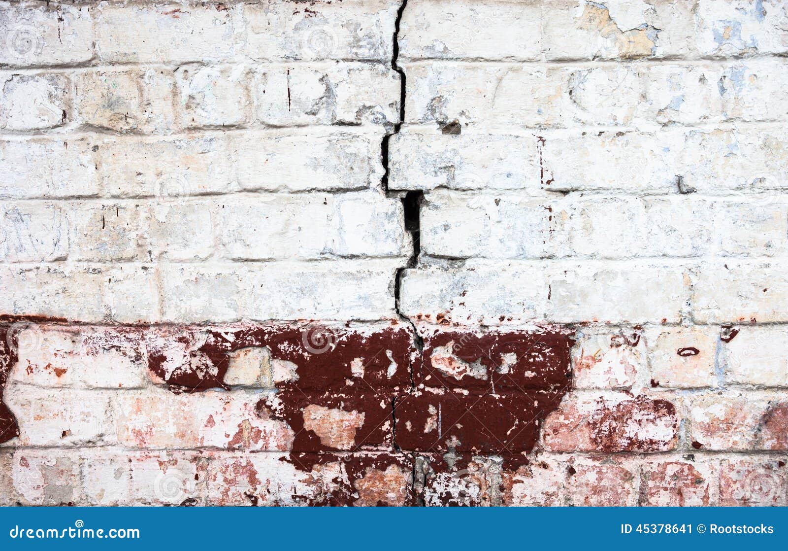 Cracked Whitewashed Brick Wall Stock Image - Image of joint ...