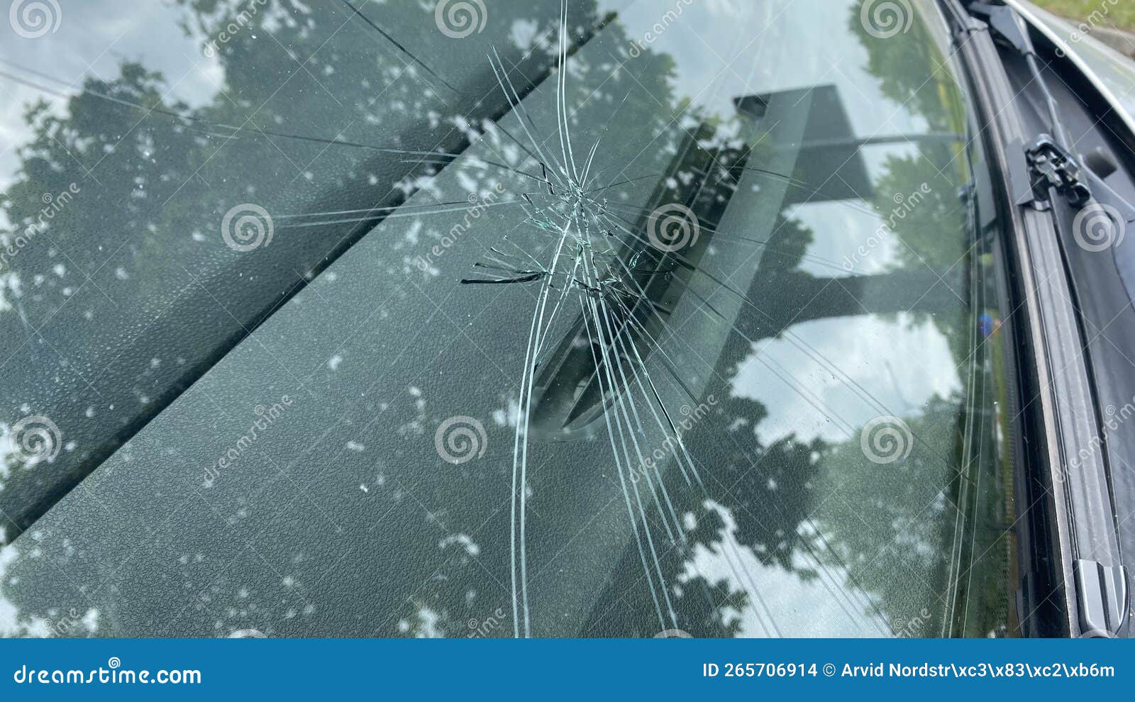 Cracked windshield stock photo. Image of window, winter - 265706914