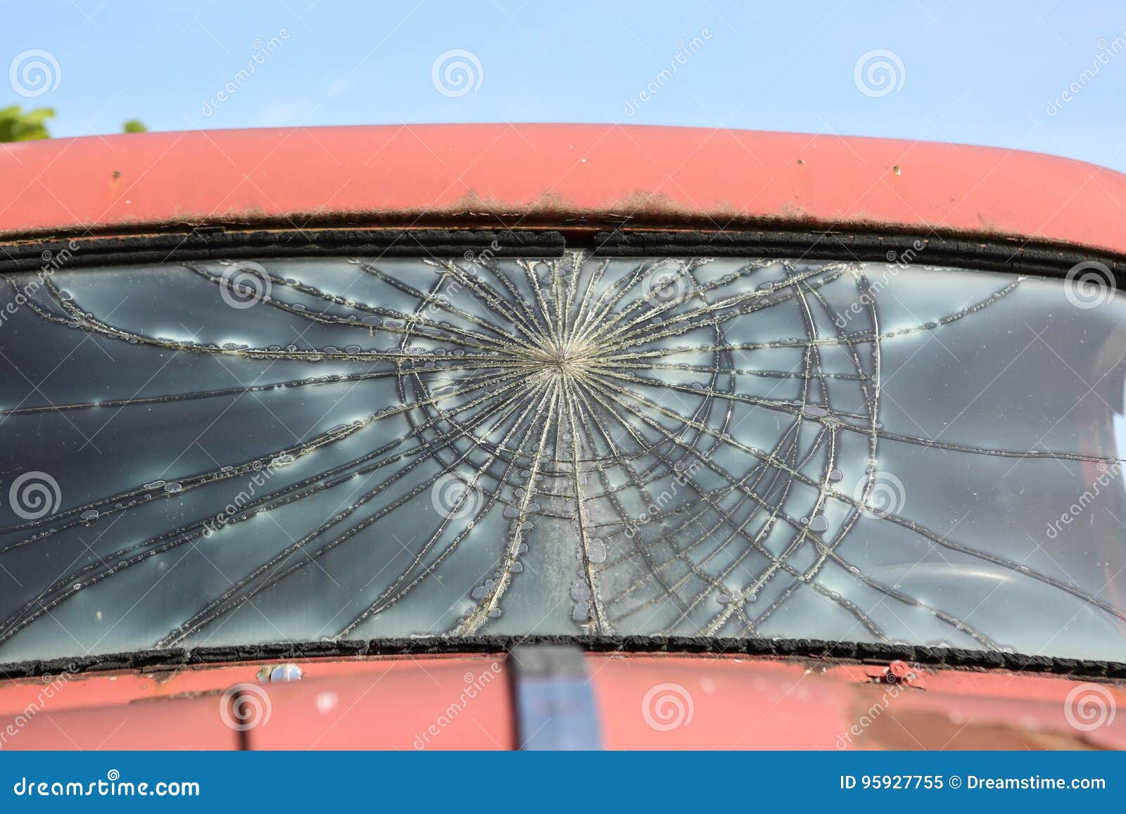 Cracked Windshield stock image. Image of closeup, pickup - 95927755