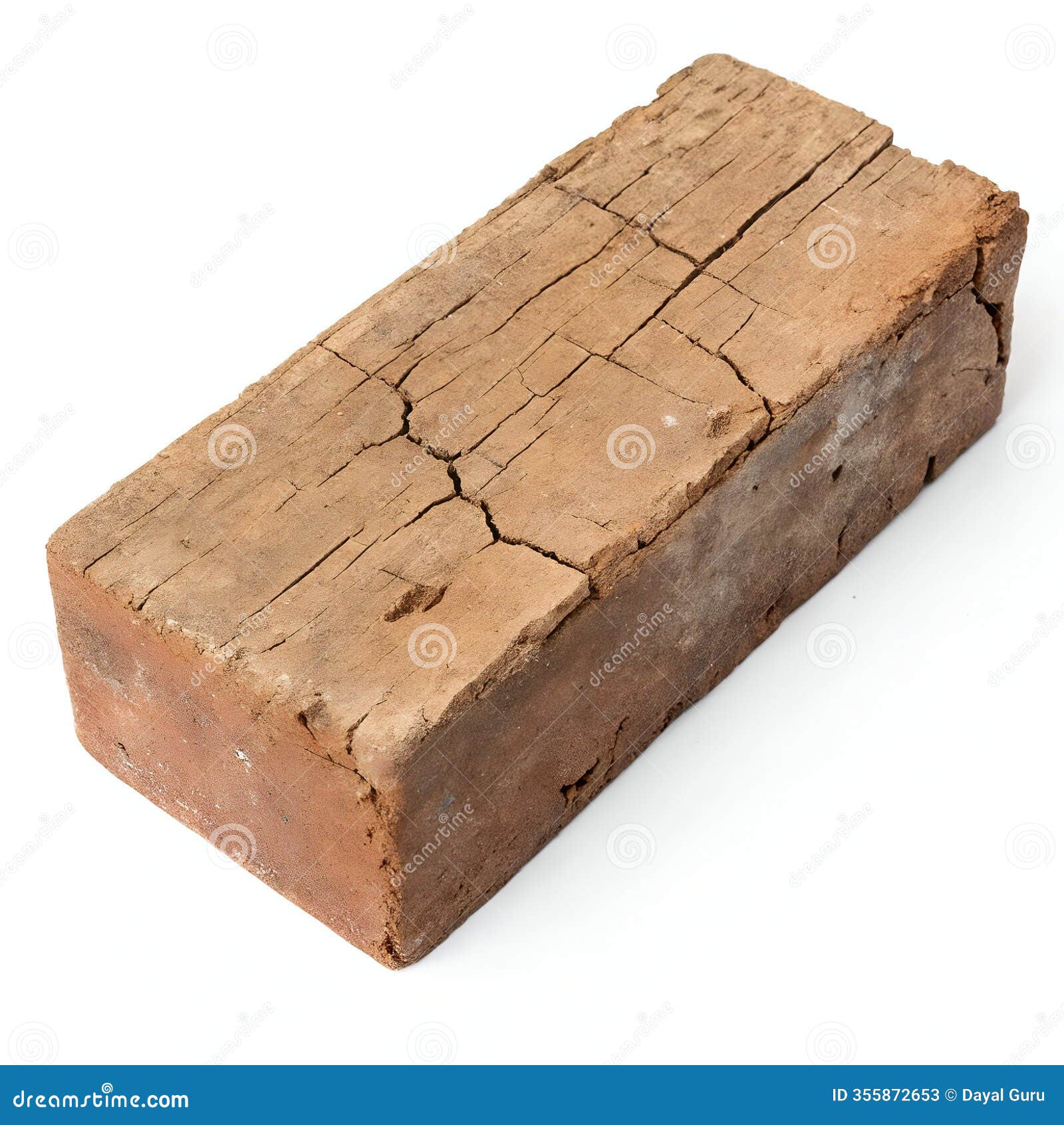 A Cracked Wooden Brick Top View Isolated on White Background Stock ...