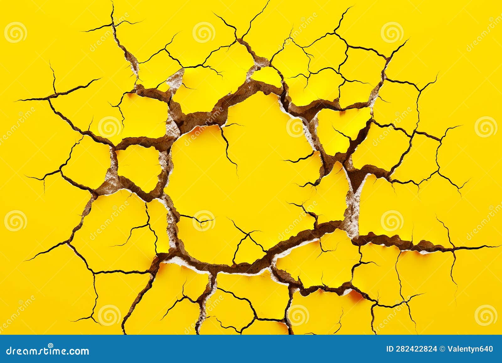 Cracked Yellow Surface with Cracks and Cracks in the Middle of the ...