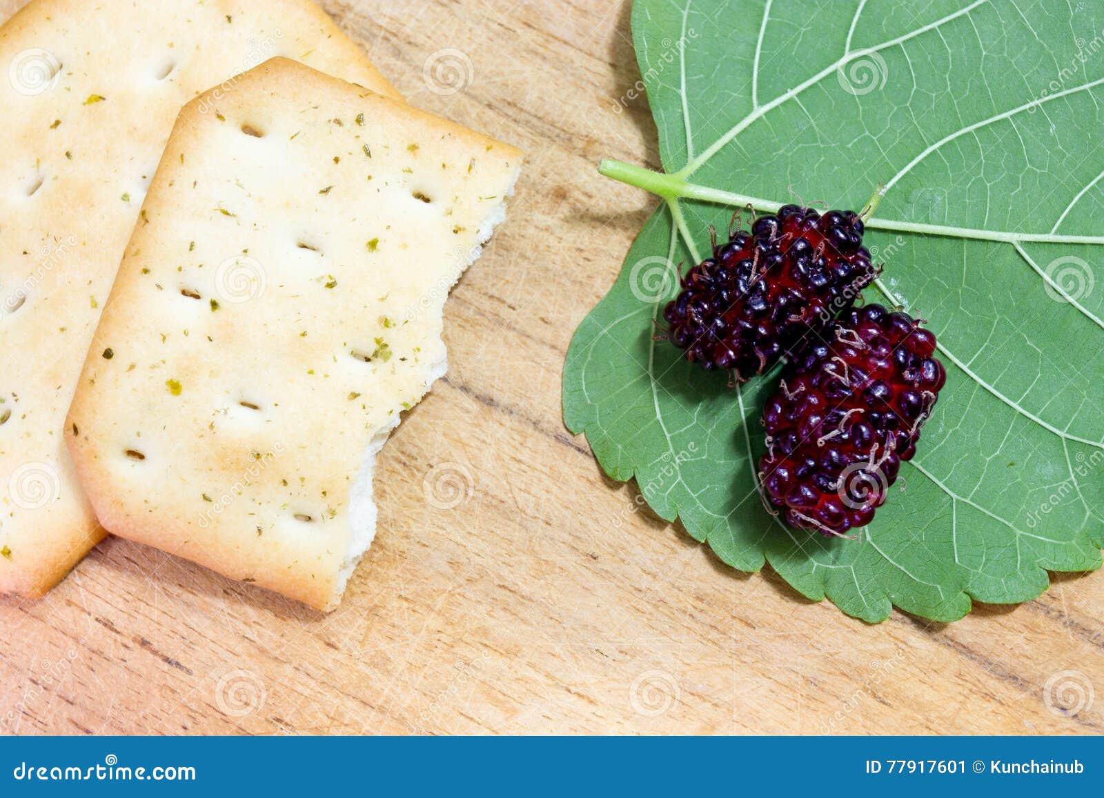 Cracker and Berry on Wood Background Stock Image - Image of biscuit ...