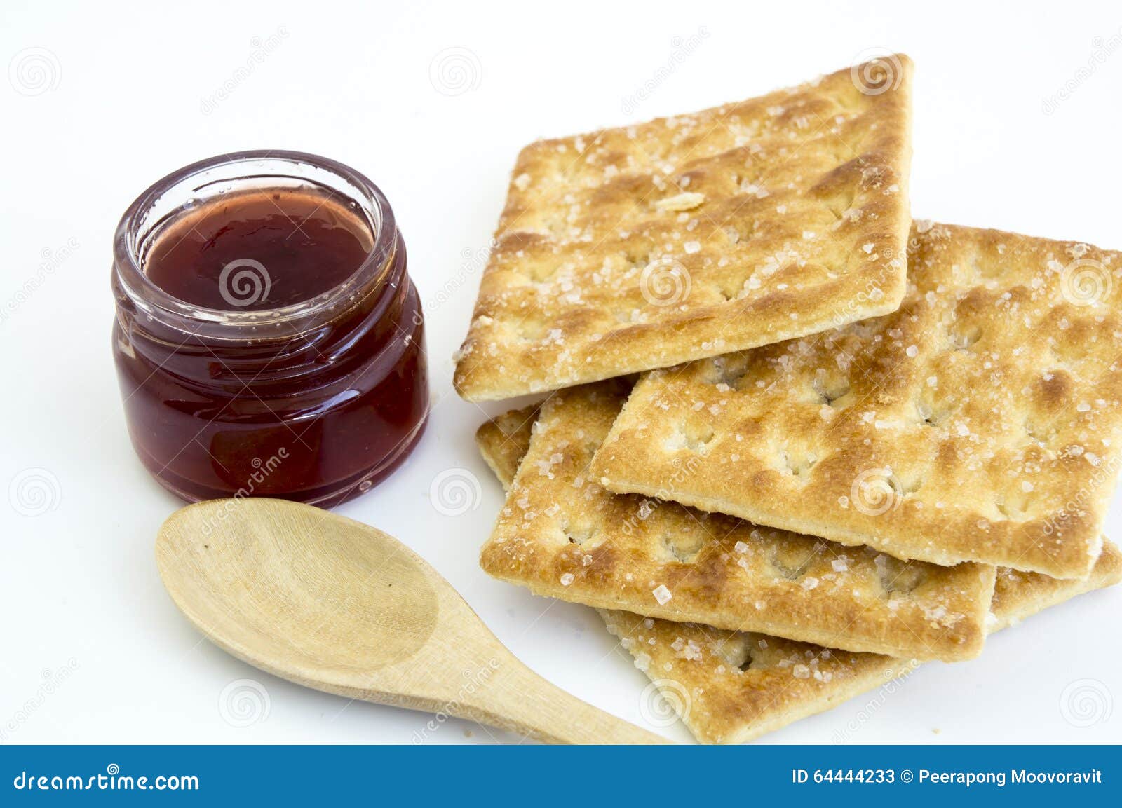 Cracker with bottle of jam stock image. Image of meal - 64444233