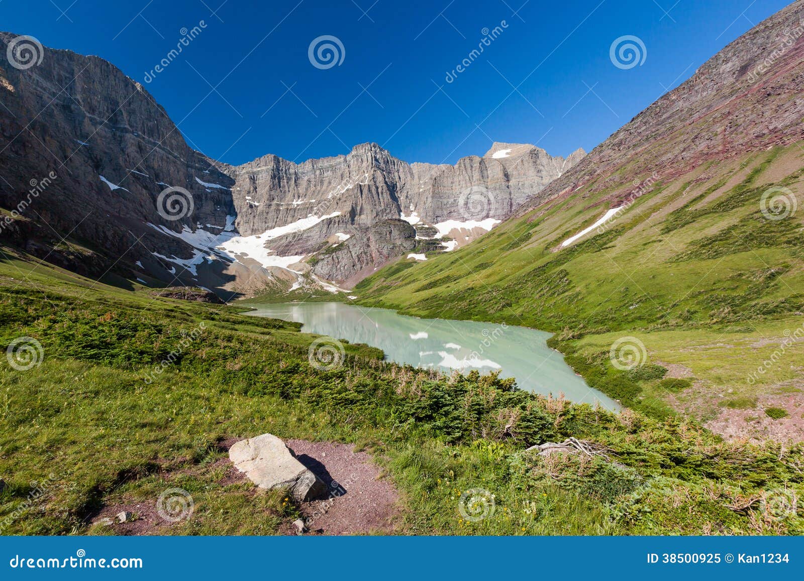 Cracker Lake in Glacier National Park, Montana Stock Image - Image of ...