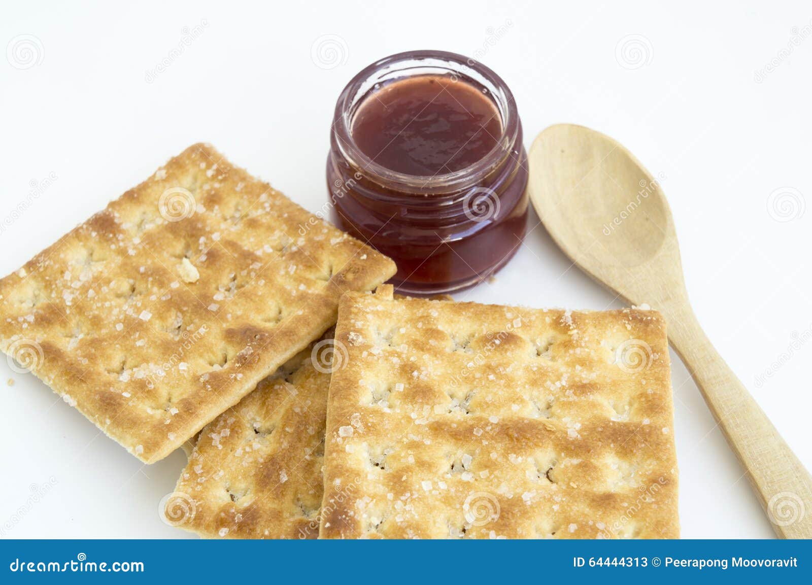 Cracker met fles jam stock afbeelding. Image of voorgerecht - 64444313
