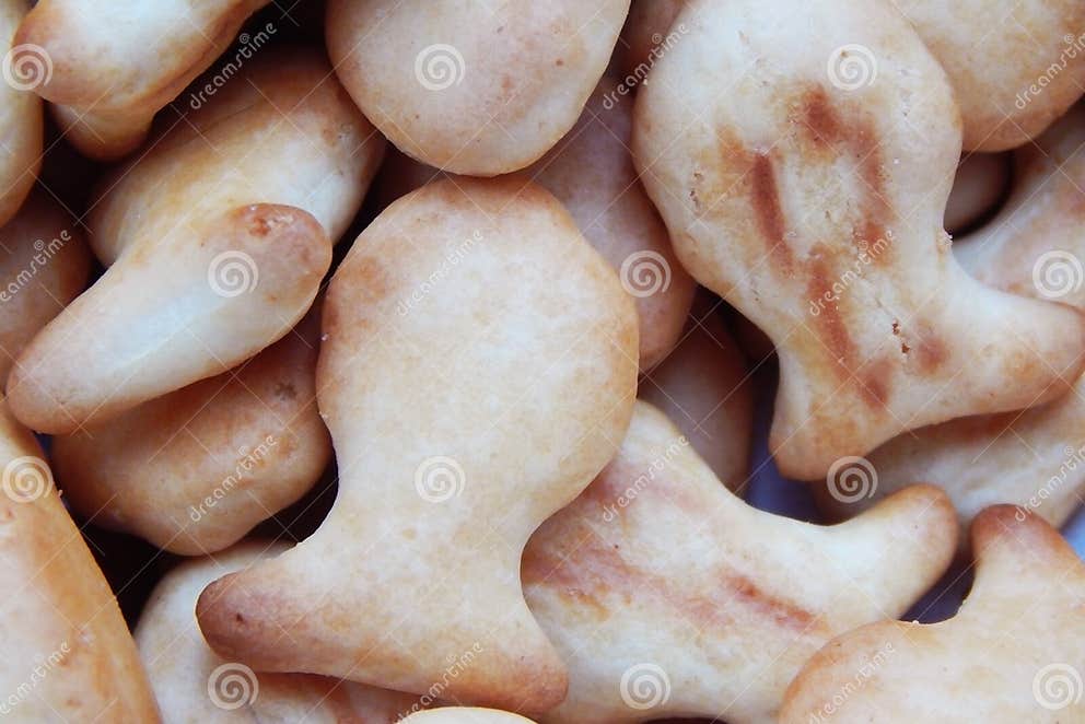 Cracker in the Shape of a Fish Close-up. Background, Texture Stock ...