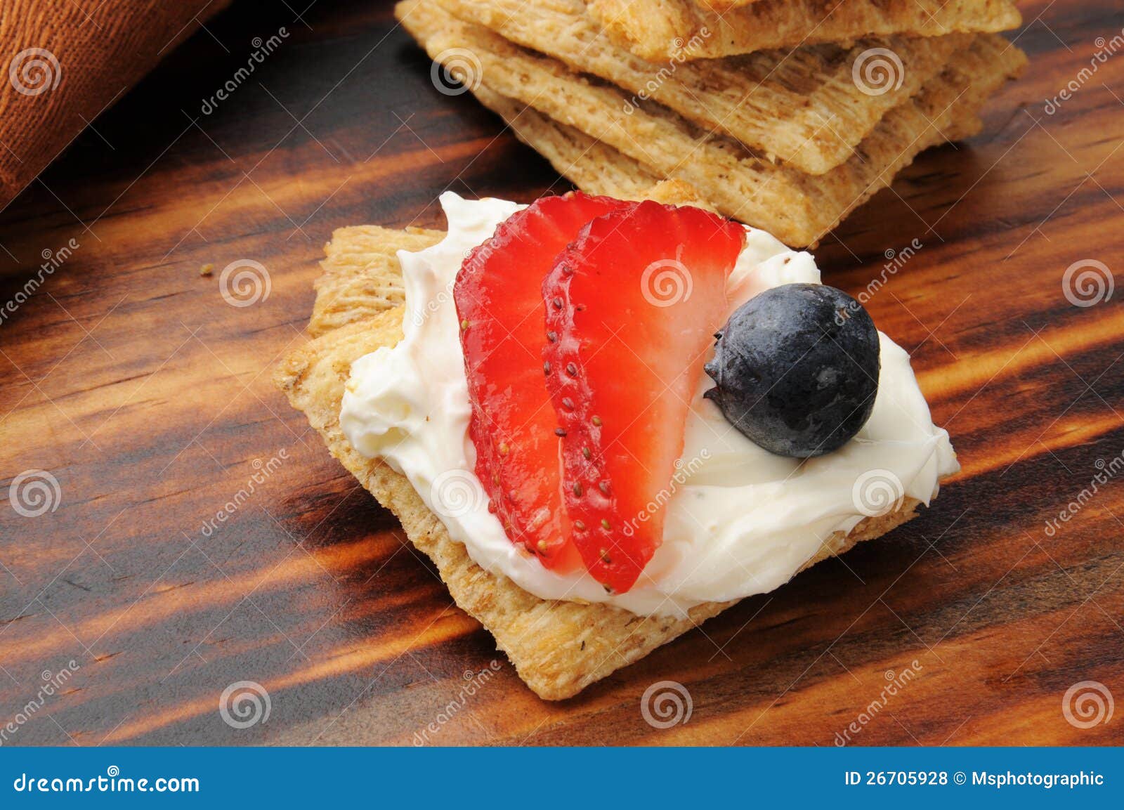 Cracker with Strawberry and Blueberry Stock Photo - Image of berries ...