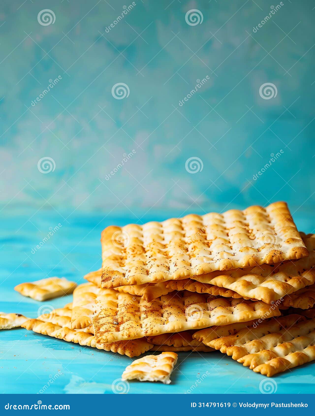 Crackers on a Blue Background Stock Image - Image of platter, crackers ...
