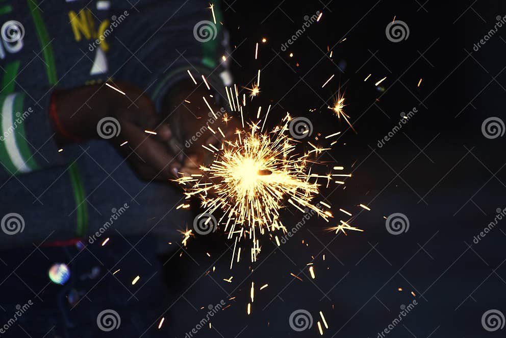 Crackers Burning at the Time New Year Stock Image - Image of poster ...