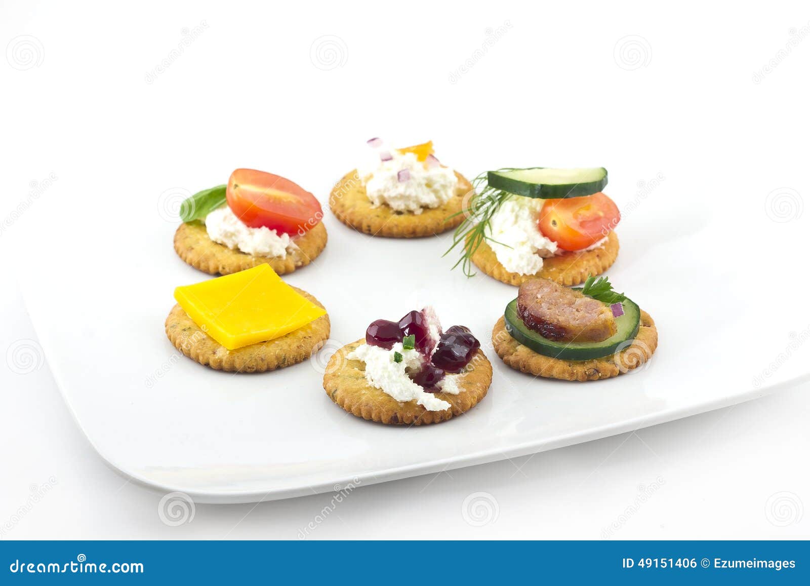 Crackers Canopes with Toppings Stock Photo - Image of chives, appetizer ...