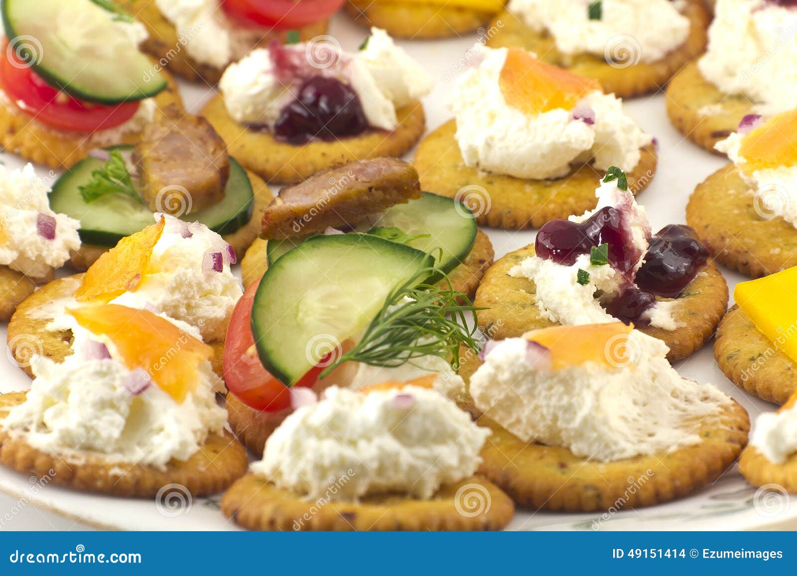 Crackers Canopes with Toppings Stock Photo - Image of cheddar, assorted ...