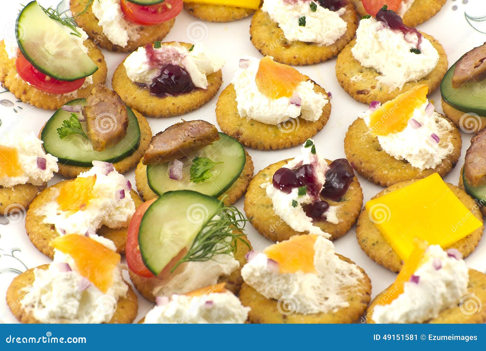 Crackers Canopes with Toppings Stock Image - Image of canapes, dill ...