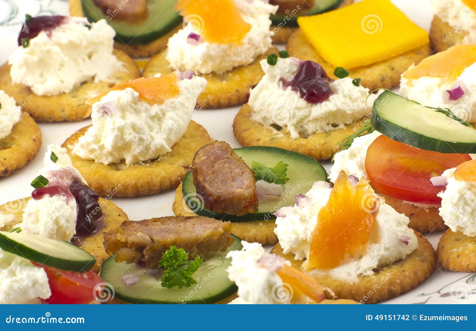 Crackers Canopes with Toppings Stock Photo - Image of canapes, gourmet ...