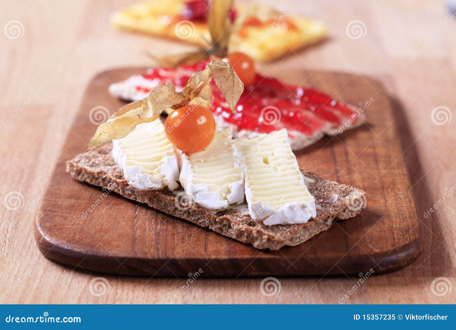Crackers with Cheese and Jam Stock Image - Image of baked, crisp: 15357235