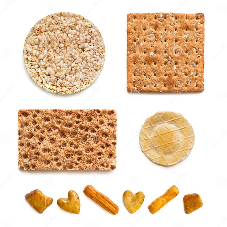 Crackers Collection Over White Stock Image - Image of food, variety ...