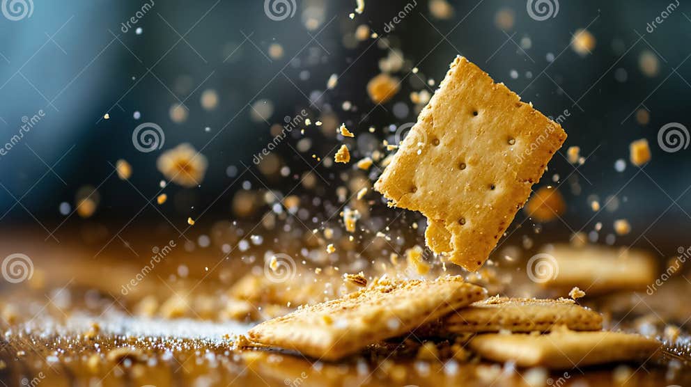 Crackers Exploding with Crumbs Stock Illustration - Illustration of ...