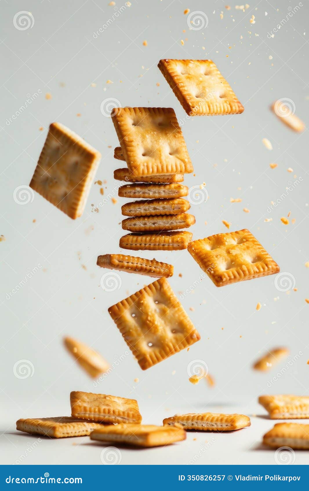 Crackers Falling in Mid-air, Suitable for Food Packaging Designs Stock ...